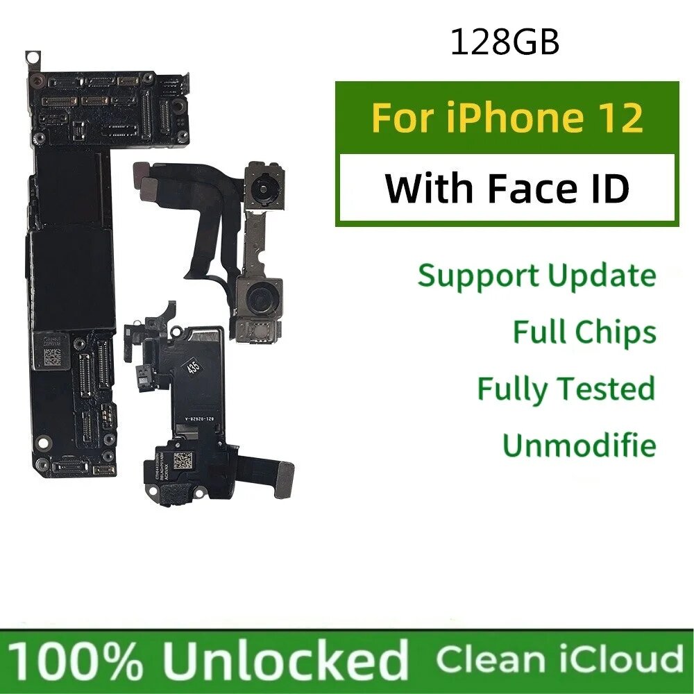 Протестирована с/без лицевого ID материнской платы для iPhone 12 Pro Max Поддержка обновления IOS Материнская плата CLean iCloud 12 mini Разблокированная материнская плата 12 128G with face