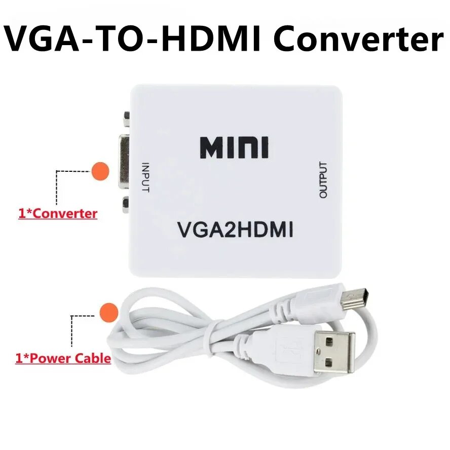 GRWIBEOU HDMI-VGA Конвертер с Аудио 1080P VGA2HDMI