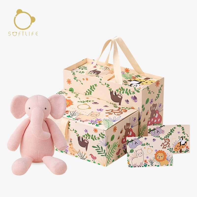 Игрушка для кусания Softlife: розовый слон, малый размер, комфорт для младенцев, высота 30 см
