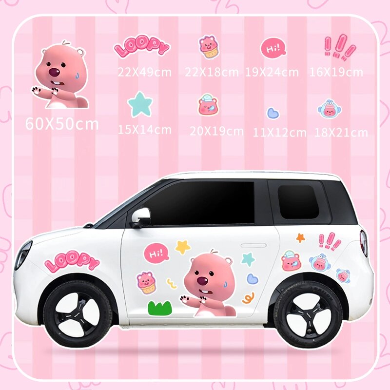 Наклейки на кузов автомобиля Panda mini, липкие, в виде лоуипа, рубинового маленького бобра, для декора кузова,