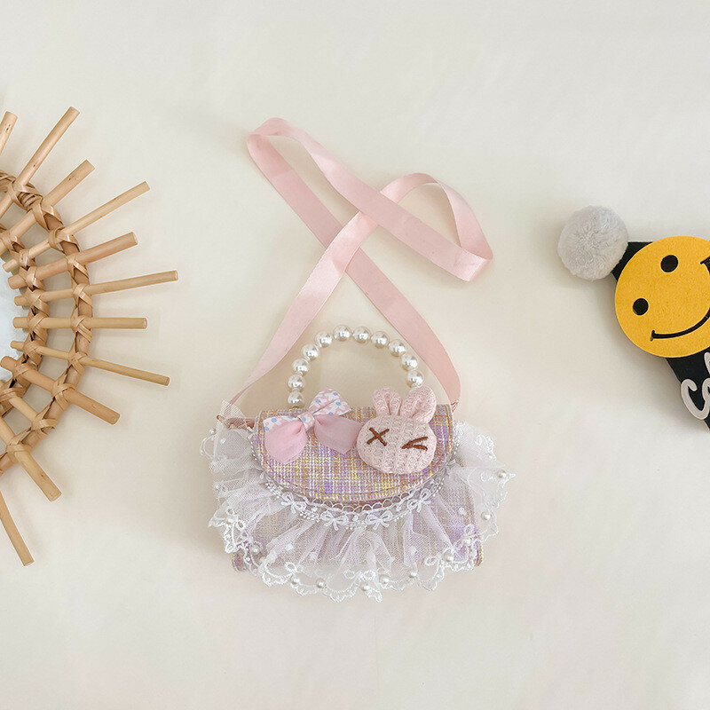 Стильная детская сумочка в корейском стиле с милым рисунком кролика для девочек, идеальна для повседневного использования, цвет