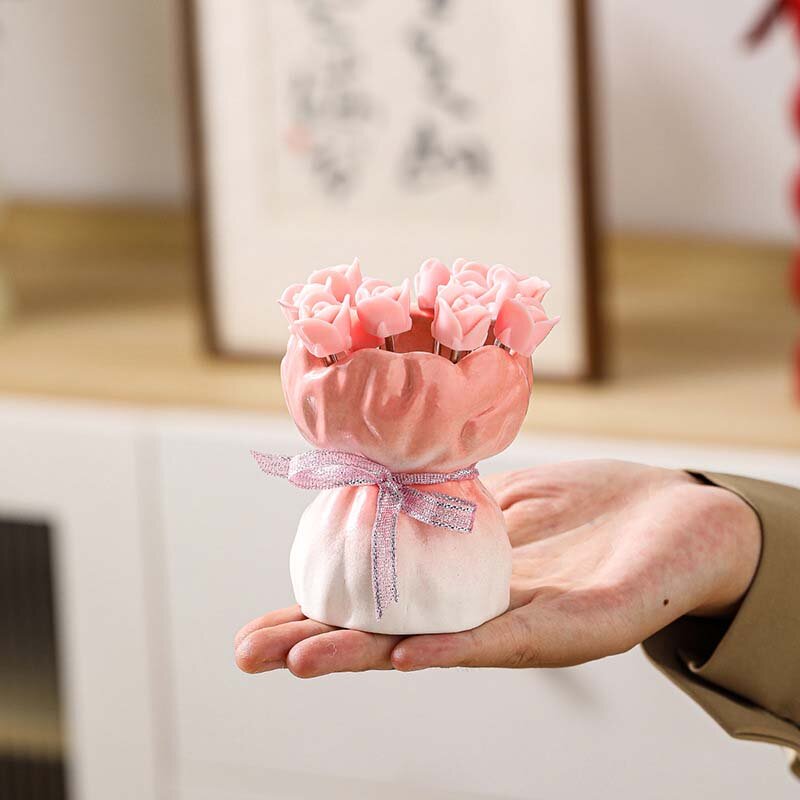 Набор премиум фруктовых вилок с дизайном роз для домашних десертов