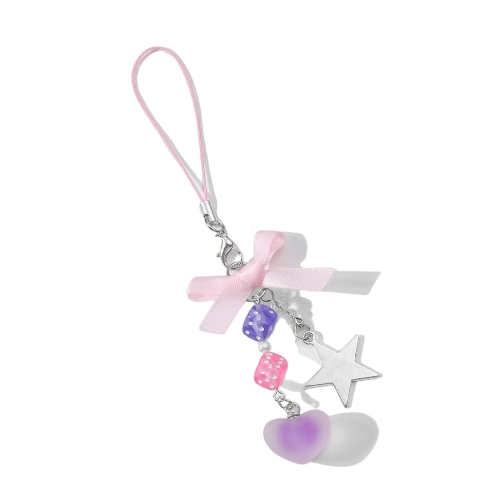 Цепочка для ключей с кубиками в виде медведя, бантом и звездой, прочный материал для украшения сумок