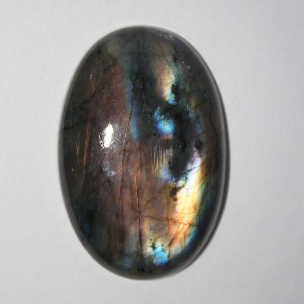 Кабошон лабрадор, натуральный камень, 43х28х4 мм, Мадагаскар, "True Stones"