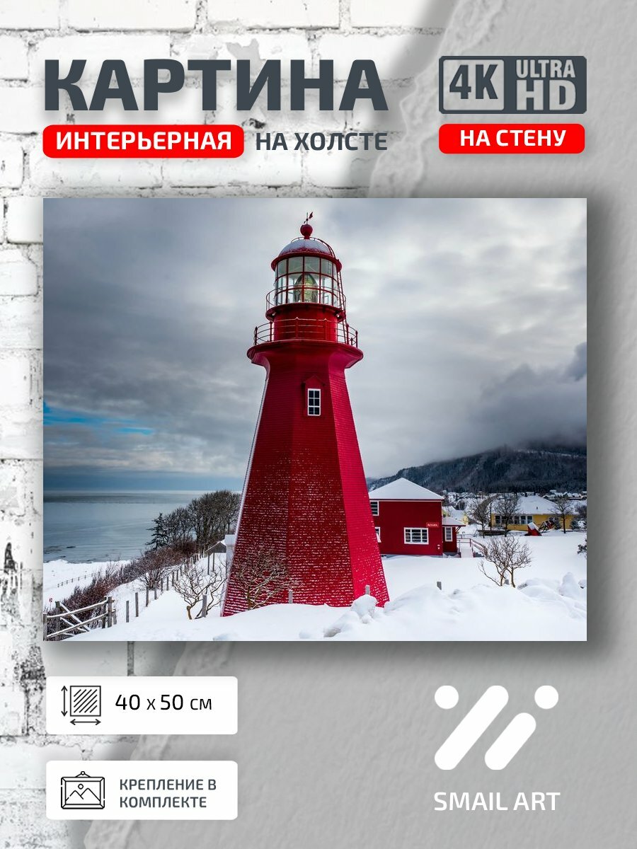 Картина на холсте интерьерная 40 на 50 на стену Красный City для кафе урбанистика интерьер