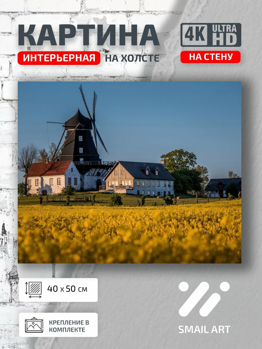 Картина на холсте интерьерная 40 на 50 на стену Поле Landscape для кабинета пейзаж интерьер