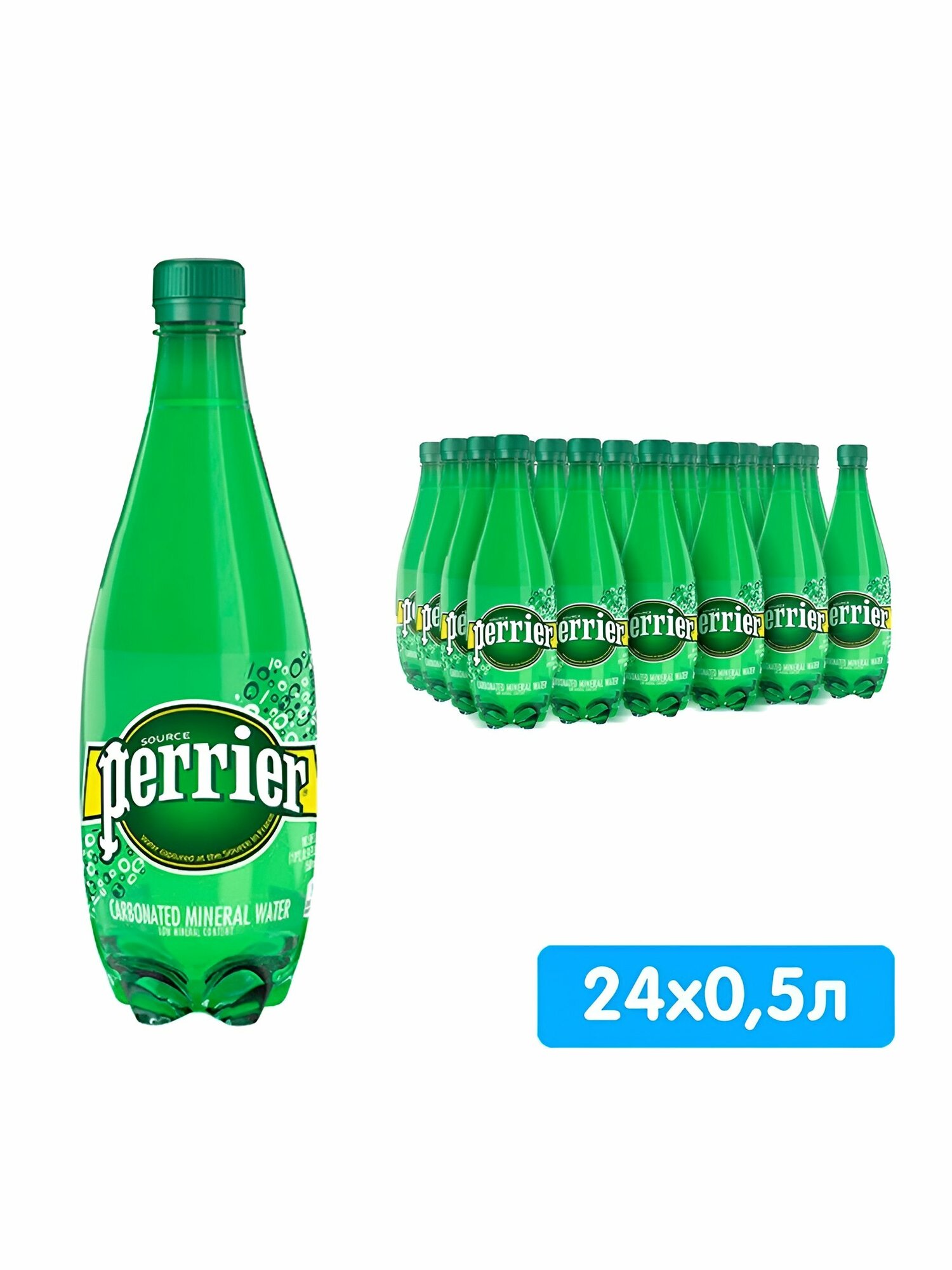 Минеральная газированная Вода Perrier/Перье 0,5л x 24 ПЭТ
