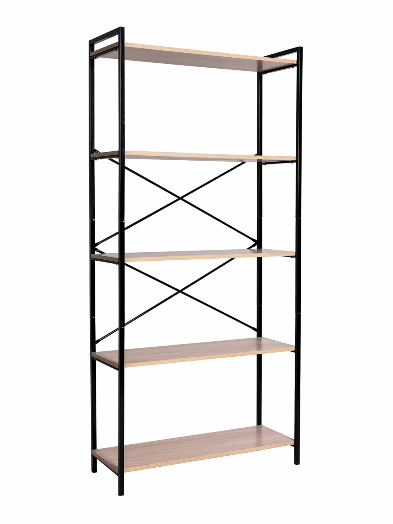 Стеллаж металлический 904x360x1950 мм для дома, офиса, книг и рассады лофт, 5 полок ЛДСП, Brabix Smart, 641943