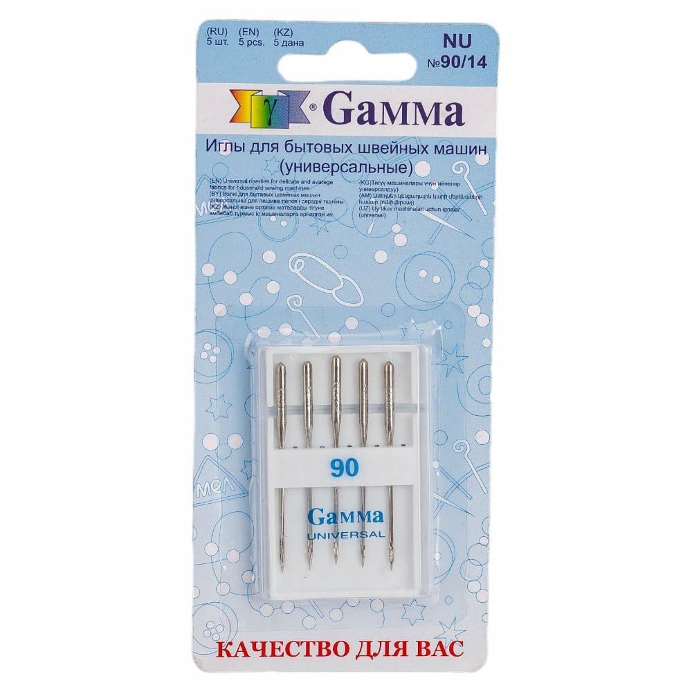 Иглы для бытовых швейных машин универсальные Gamma NU №90/14