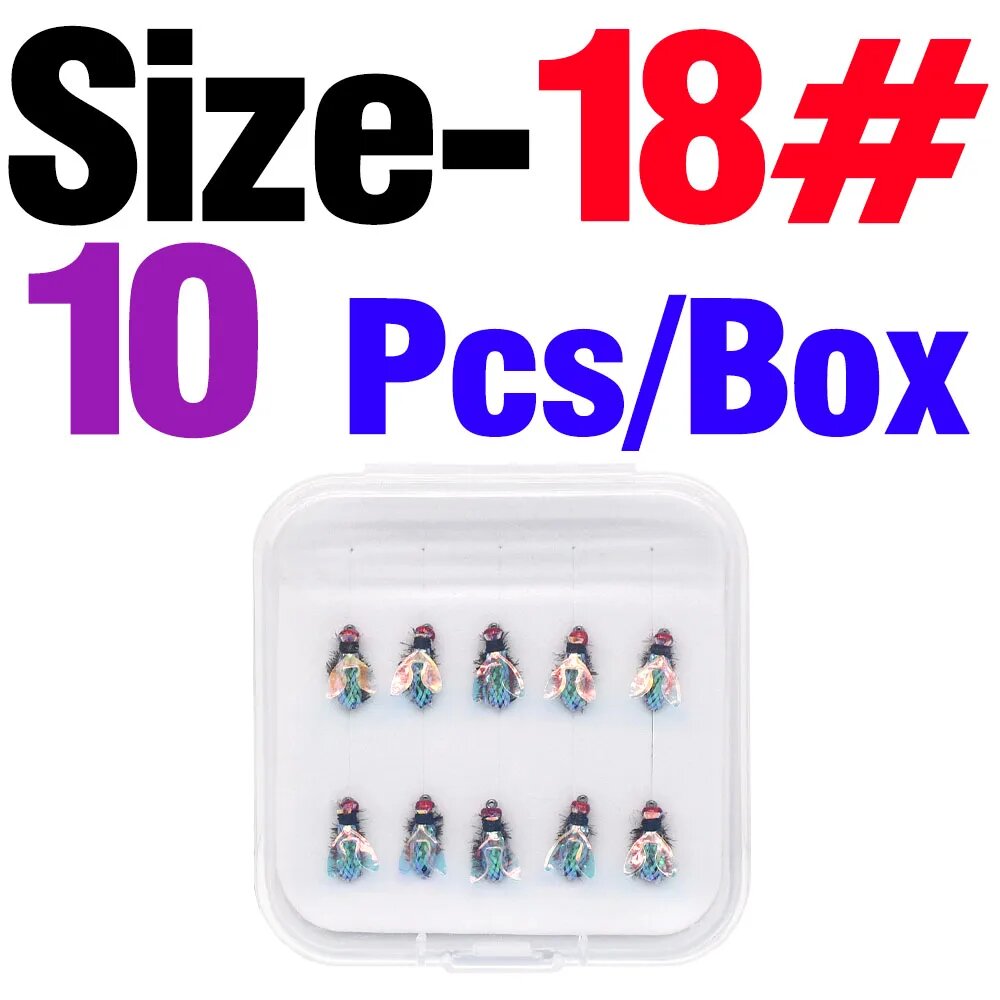 10 шт./кор. лазерные двойные крылатые мушки для ловли нахлыстом, реалистичная искусственная бионическая приманка для насекомых для окуня, форели, карпа-наживка для ловли нахлыстом