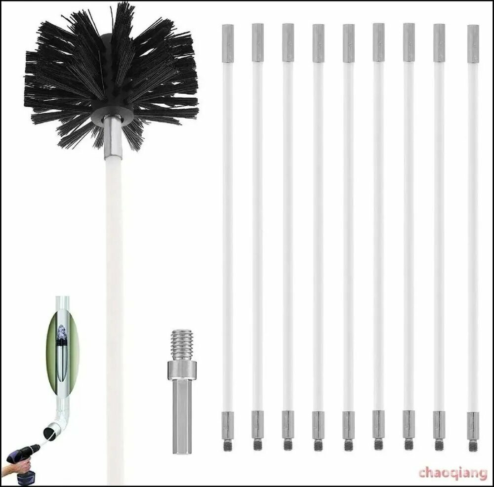 Эксклюзивный разборный ерш для дымохода 3.6 метра, комплектуется нейлоновыми штангами 10 см под дрель