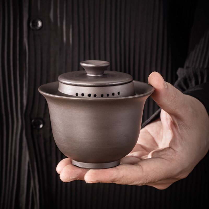 Фиолетовая глина, высококачественная чаша для чая Gaiwan, чашка для чая, фиолетовая глина, набор для кунг-фу чая, домашний полуручной чайник, термостойкий, японский стиль