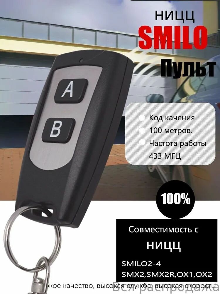 Пульт NICE SMILO SM2 двухканальный для ворот и шлагбаумов, частота 433,92 МГц