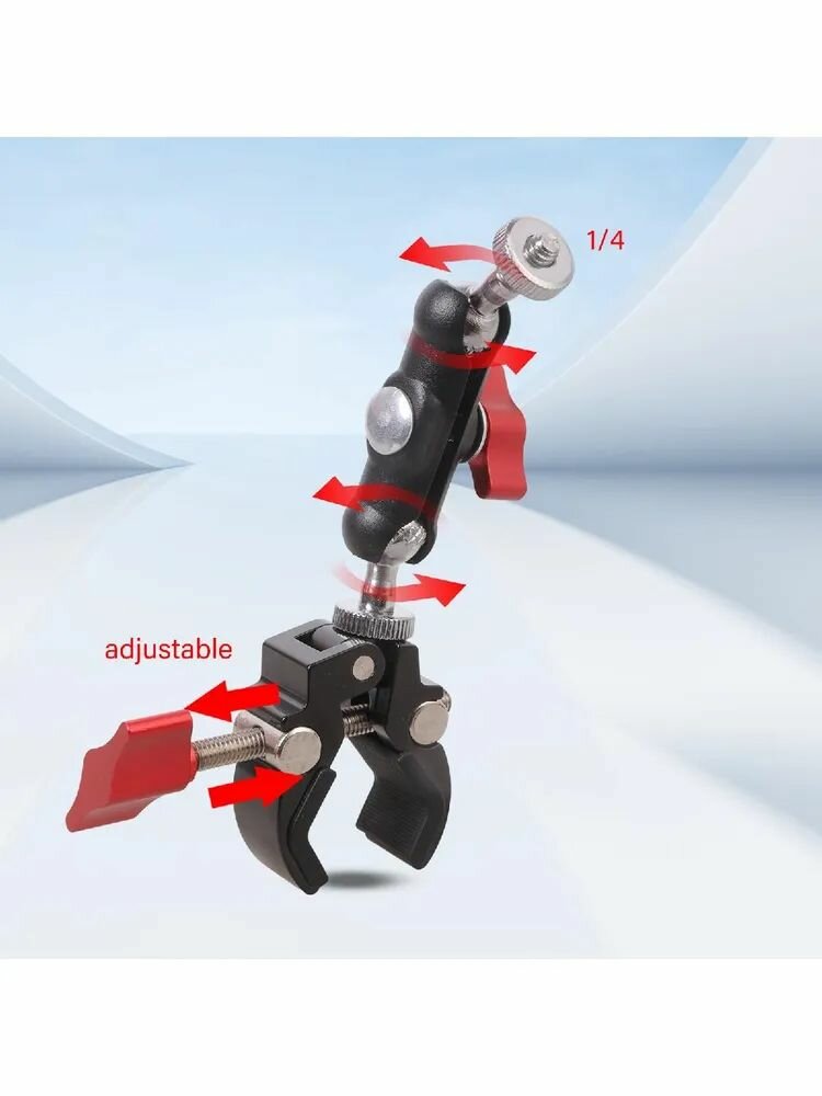 (1 компл.) Краб-зажим с красной ручкой + одна скоба с красной ручкой с внешней резьбой 1/4