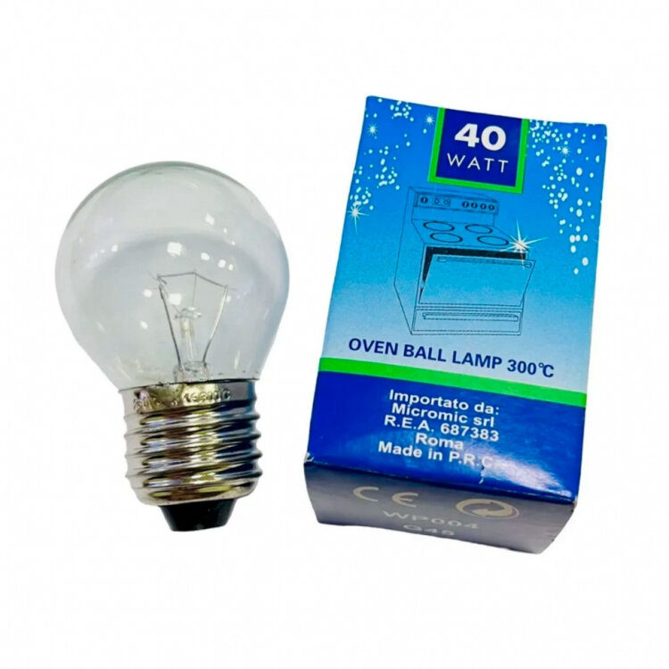 Набор 2 шт Лампочка для духовки 40W, E27, 300°C, 230V (481281728357, CU4417), KMWP004-2