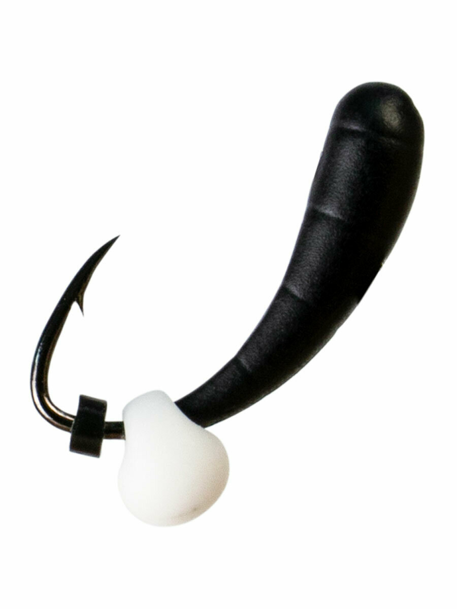 Мормышка безнасадочная (безмотылка) для летней и зимней рыбалки Уралка "Левша-НН", 0,57 г, Drops белый, крючок Kumho №6, чёрный / 3 шт.