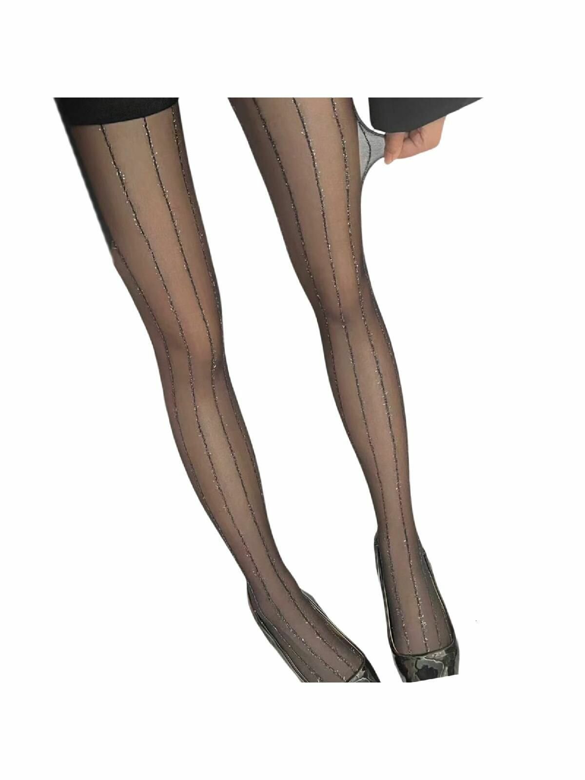 Блестящие колготки, Черный