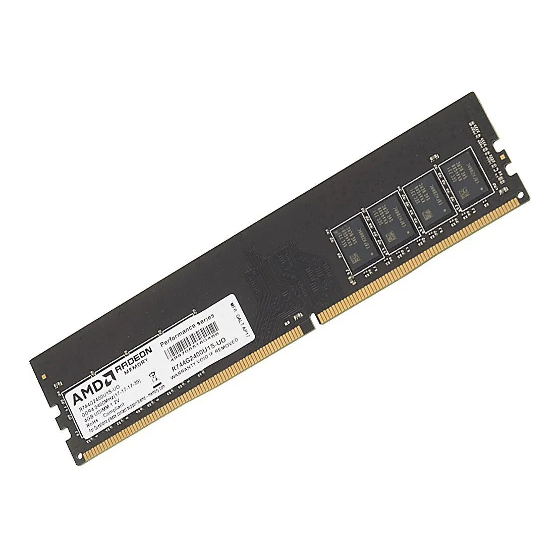 Оперативная память AMD DDR4 R744G2400U1S-UO oem DDR4 DIMM, 4 ГБ, 2400 МГц, 1.2 В черный