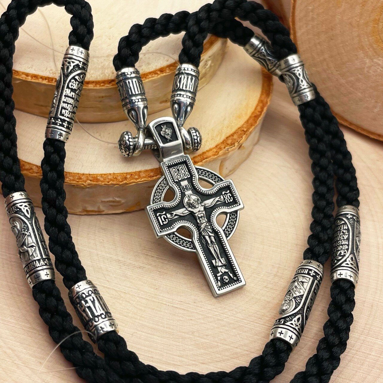 Крестик, серебро, 925 проба, чернение, родирование