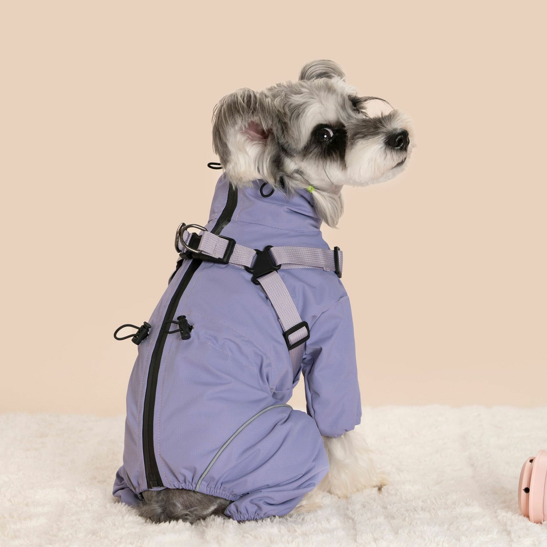 Четырехлапая дождевик-попона для собак с капюшоном