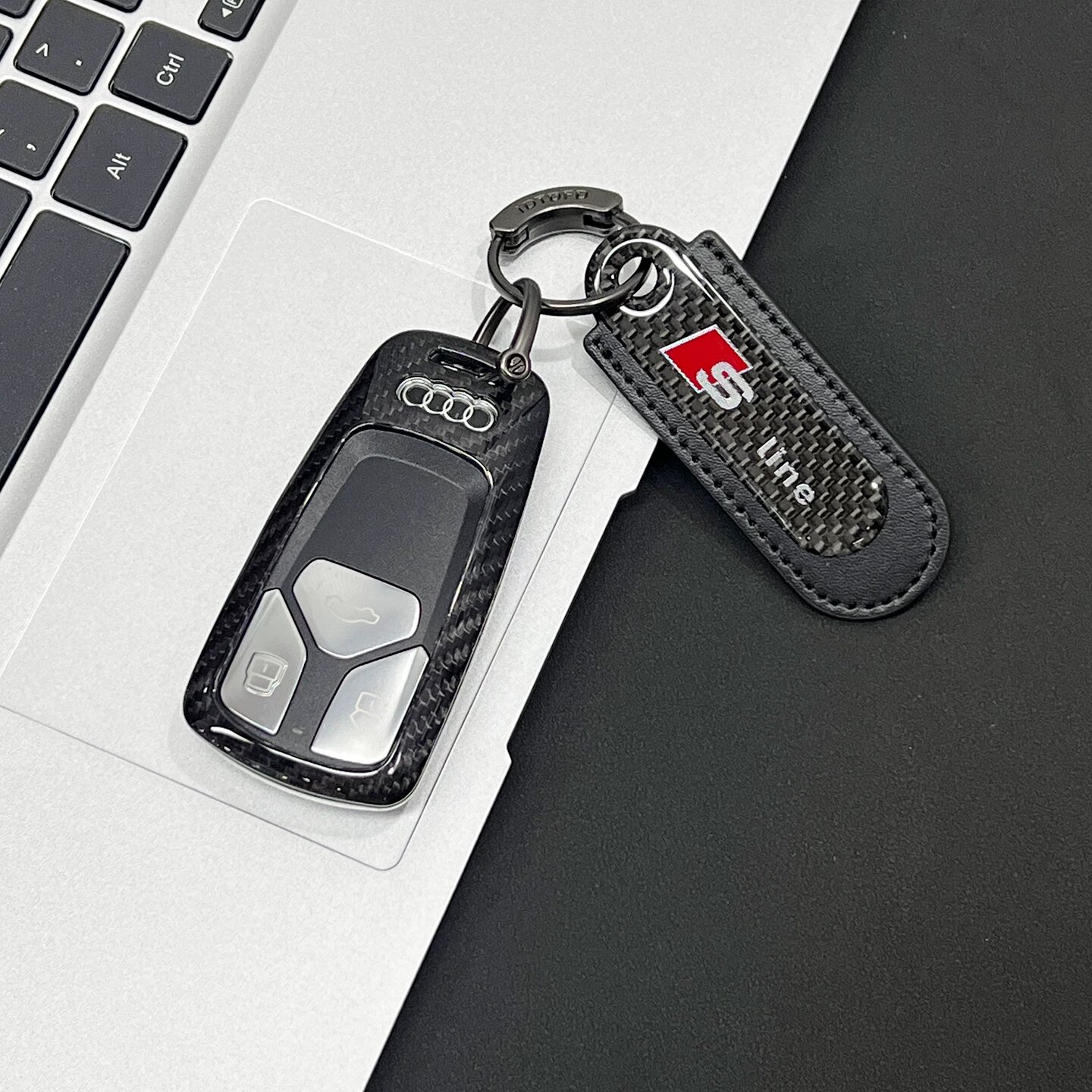 Карбоновая черная оболочка для ключа с тегом Sline из карбона для моделей Audi