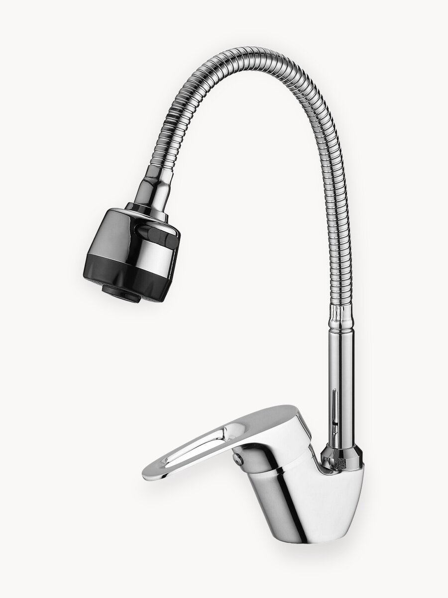 Смеситель для кухни с гибким изливом, кран для кухни с двухрежимным аэратором, без гибкой подводки, хром