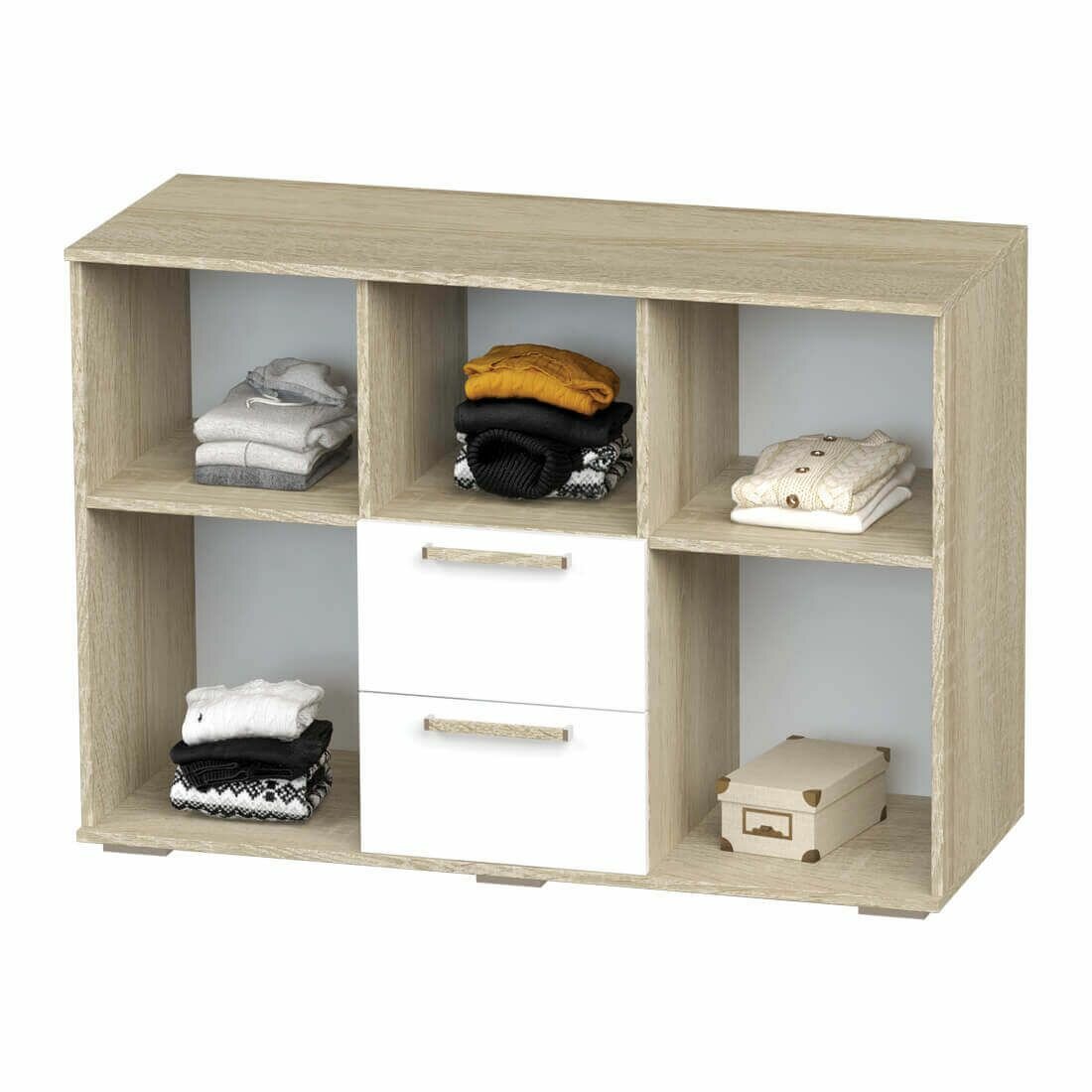 Комод BTS "Сенди КМ-04", прямой, ЛДСП, с ящиками и полками, 120,2x84,2x46,4 см