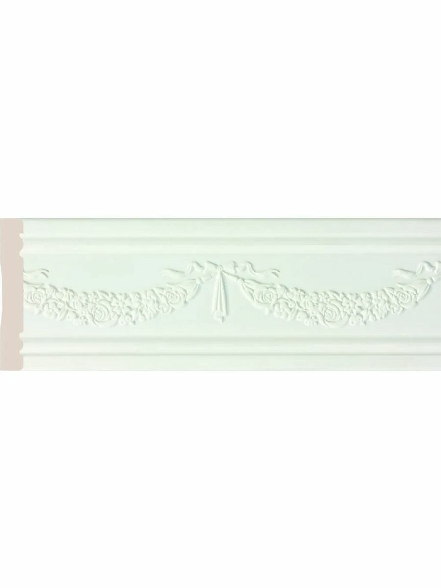 Плинтус потолочный Молдинг на стену декор, 1100х80х9 мм Белый мат - 2 шт.