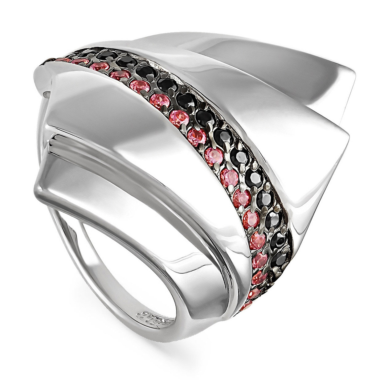 Кольцо, серебро, 925 проба, родирование, шпинель, фианит