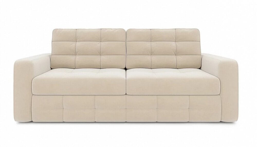 Прямой диван Райс Бежевый Велюр, пантограф (тик-так), 245х111х83 см, с ящиком для белья