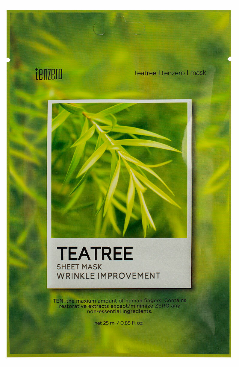 Маска тканевая для лица Tenzero с экстрактом чайного дерева, 25 мл