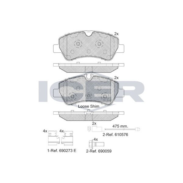 Колодки тормозные дисковые комплект Ford, ICER 142116-203 (1 шт.)