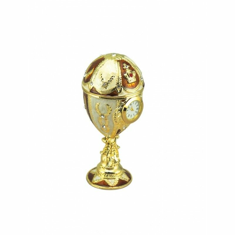 Музыкальная шкатулка MUSICBOX ЯйцоФаберже с часами,6x13 , золото, металл, мелодия "К Элизе" Бетховен