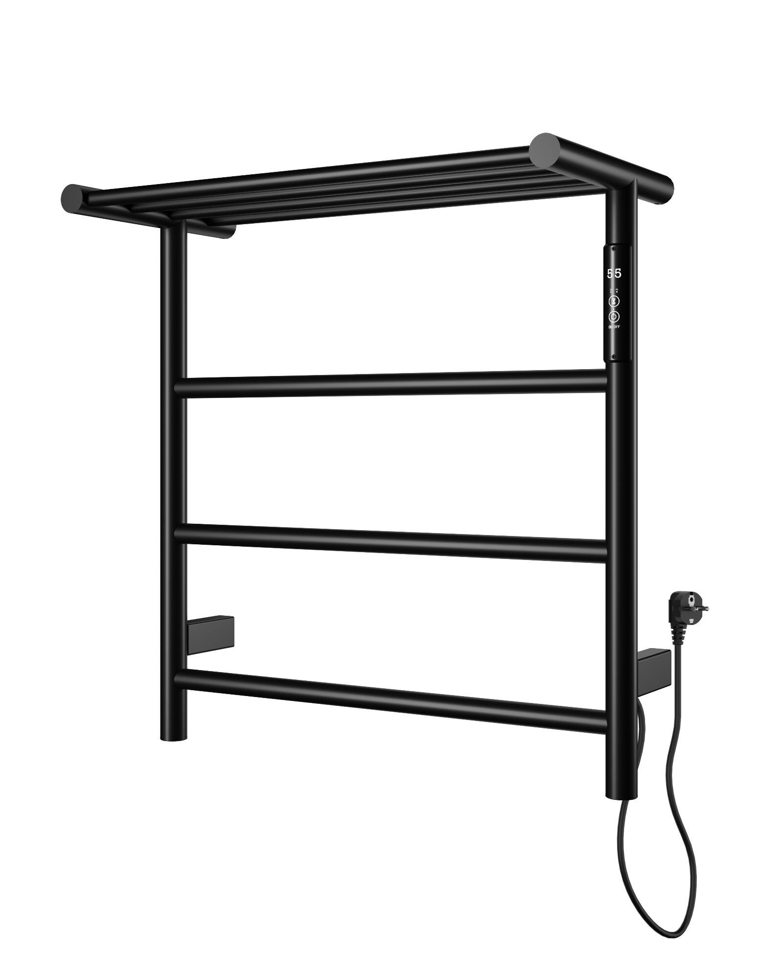 Полотенцесушитель электрический с полкой черный матовый 48х50см. WONZON & WOGHAND WW-AL402-MB