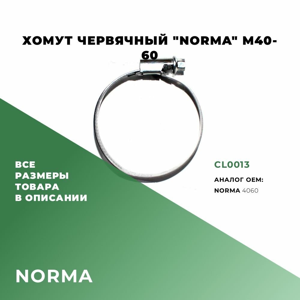 Хомут червячный "NORMA" M40-60; NORMA 4060; CL0013