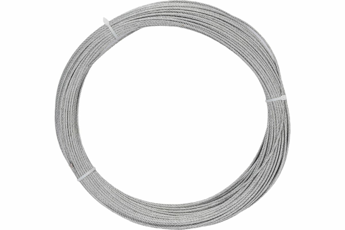 Госкреп Трос DIN 3055 3 мм длина 50 м, стальной канат для крепежа и монтажа, сертифицированный