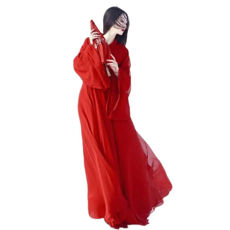 Красный ханьфу танцевальный костюм, XXL, 3m red set