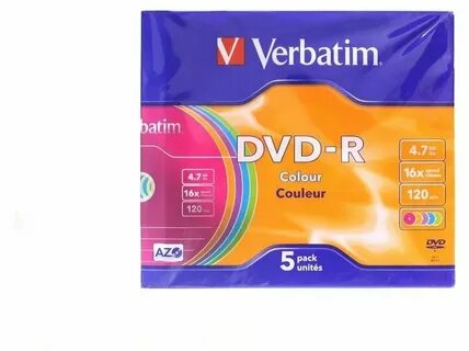 Оптический диск DVD-R Verbatim Colour DVD-R 4.7gb 16x , (5 шт)