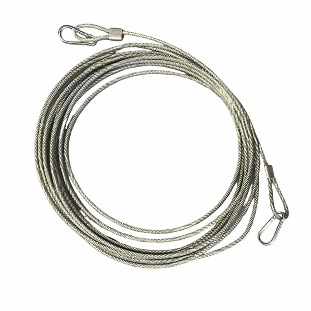 Трос 6 мм 10 метров, в оплётке, с карабинами, оцинкованная сталь