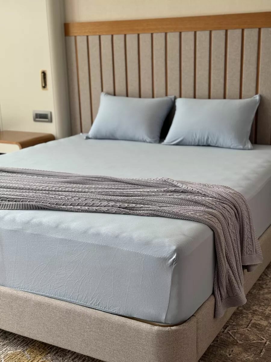 Простынь трикотажная на резинке 160х200 см, хлопок