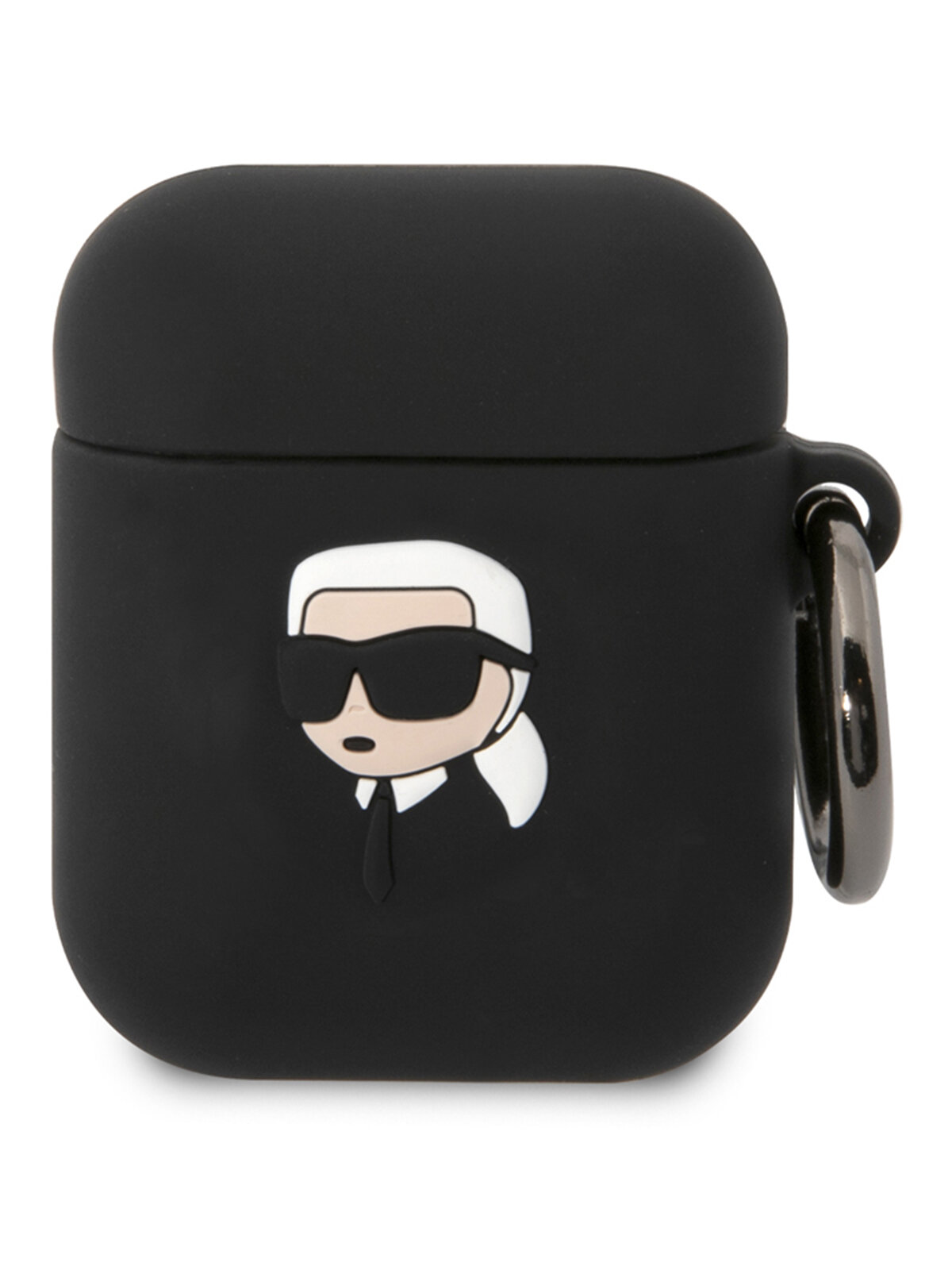Lagerfeld для Airpods 1/2 чехол Silicone case with ring NFT 3D Karl Black