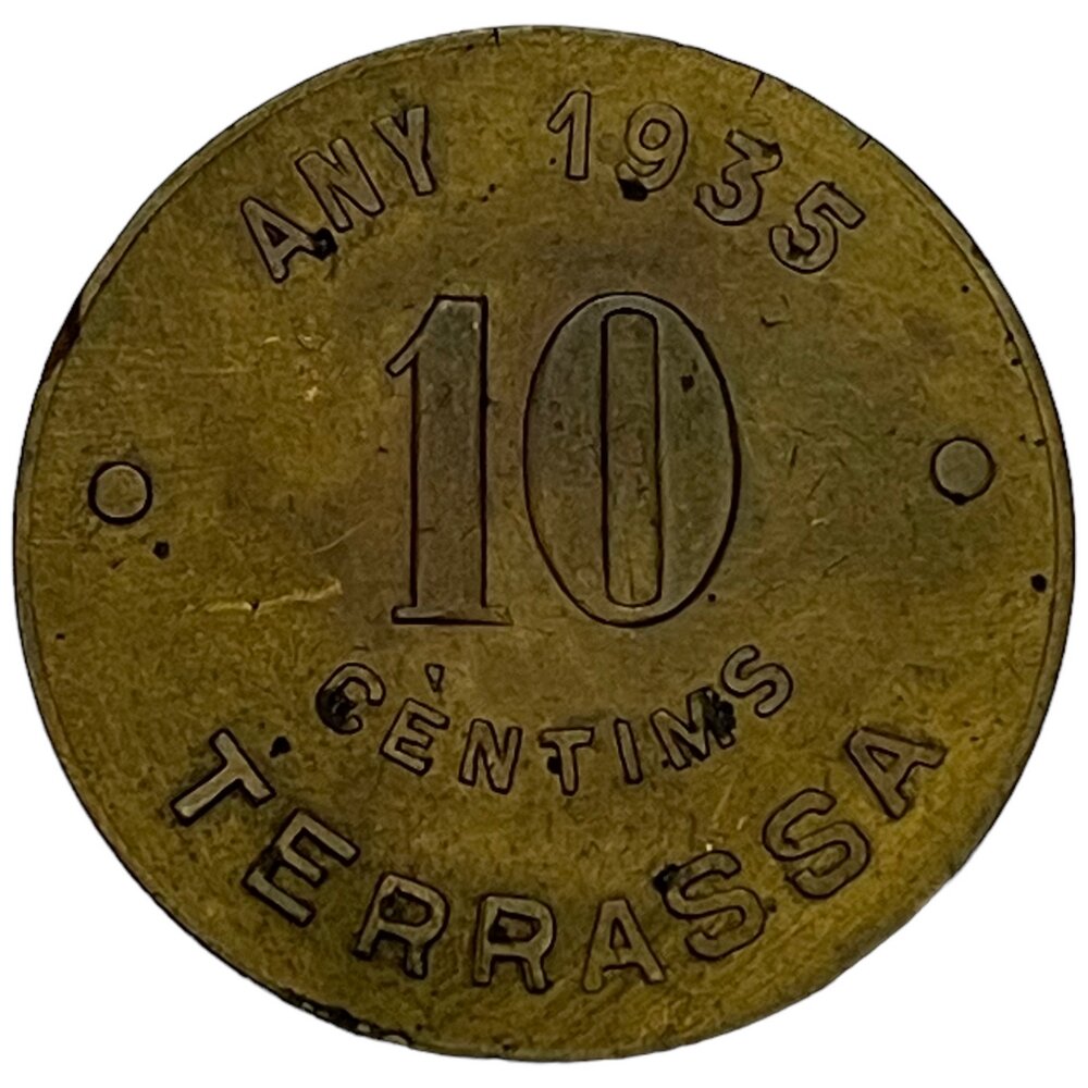 Испания, Тарраса 10 сентимо 1935 г. (Токен кооператива "Эльс Амикс") (Лот №2)