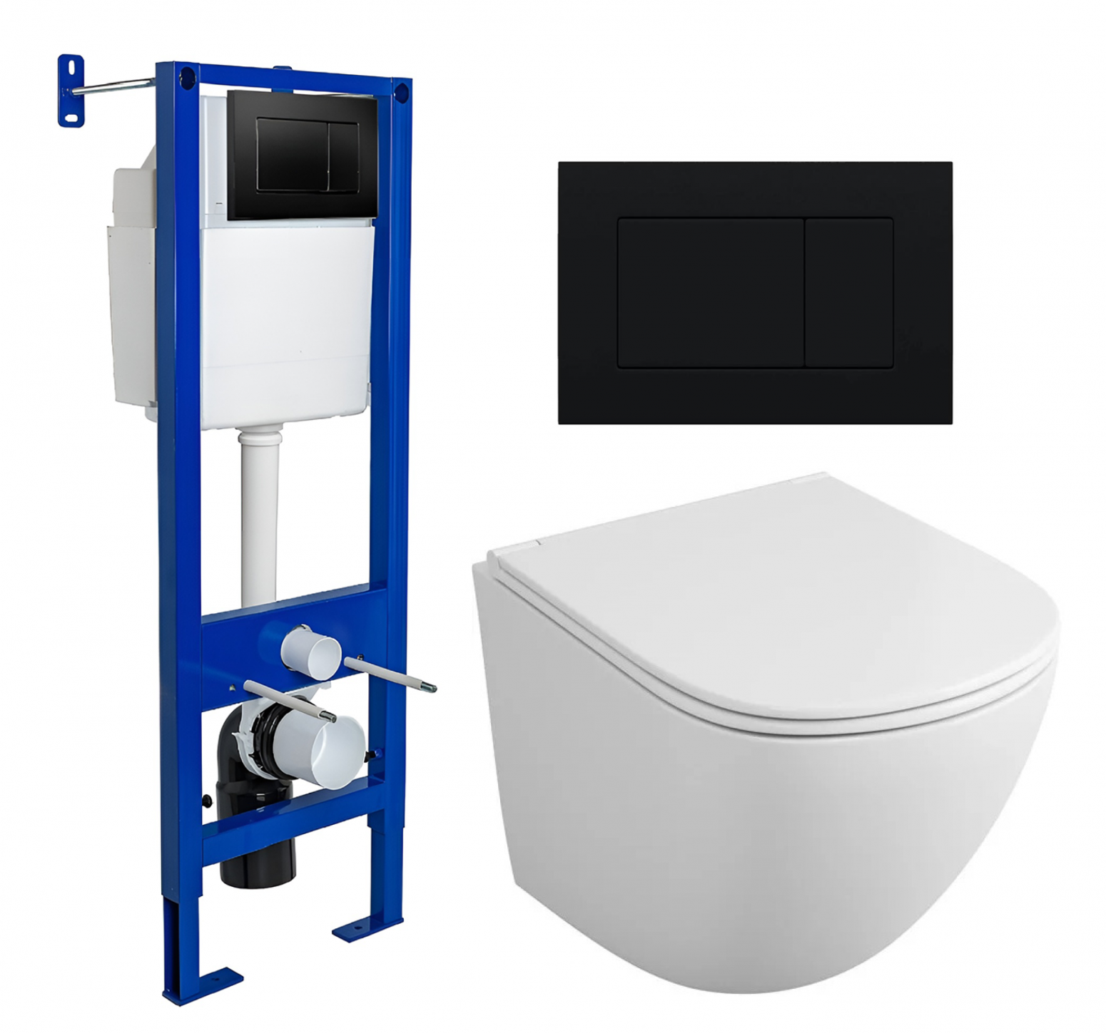 Комплект 3 в 1 инсталляция Berges Wasserhaus Atom 410 + Унитаз подвесной Owl 1975 Cirkel-H OWLT190302 + кнопка черная