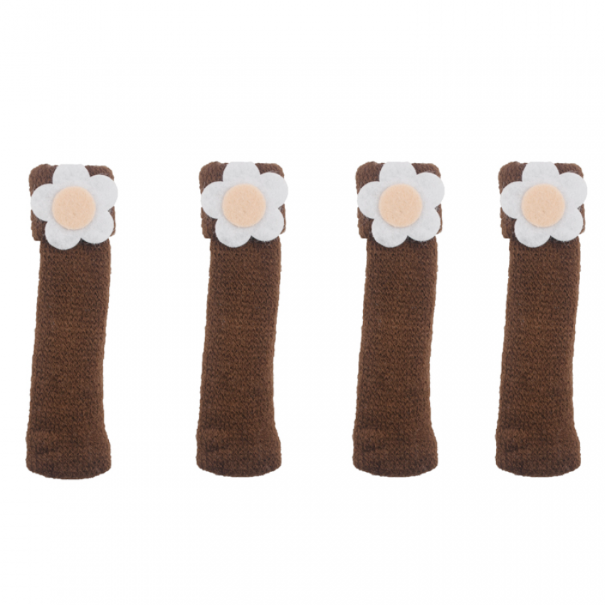 Носки на ножки стола или стула "Ромашка" 4 штуки, цвет коричневый
