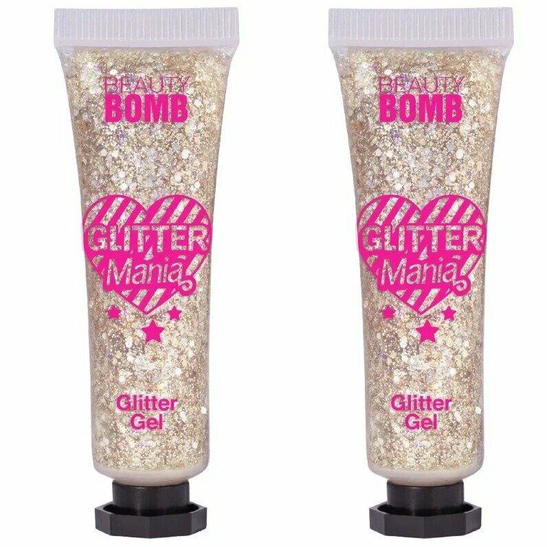 Глиттер гель для лица Beauty Bomb Glitter Mania, тон 03 Burning man 15мл, 2 шт