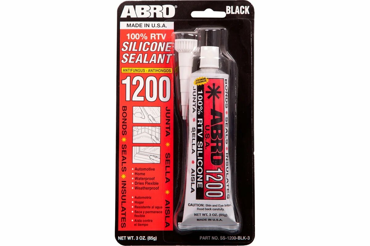 ABRO Герметик 1200 силиконовый чёрный 85г SS-1200-BLK-3-RW