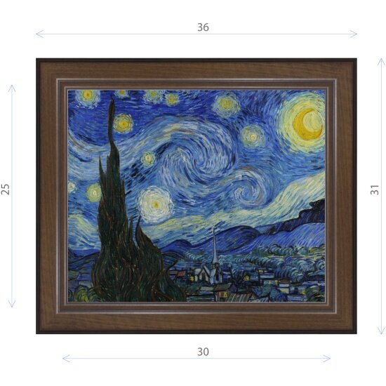 Картина Декор Депо Винсента Ван Гога Звездная ночь Матовая бумага в раме без стекла 31х36 см