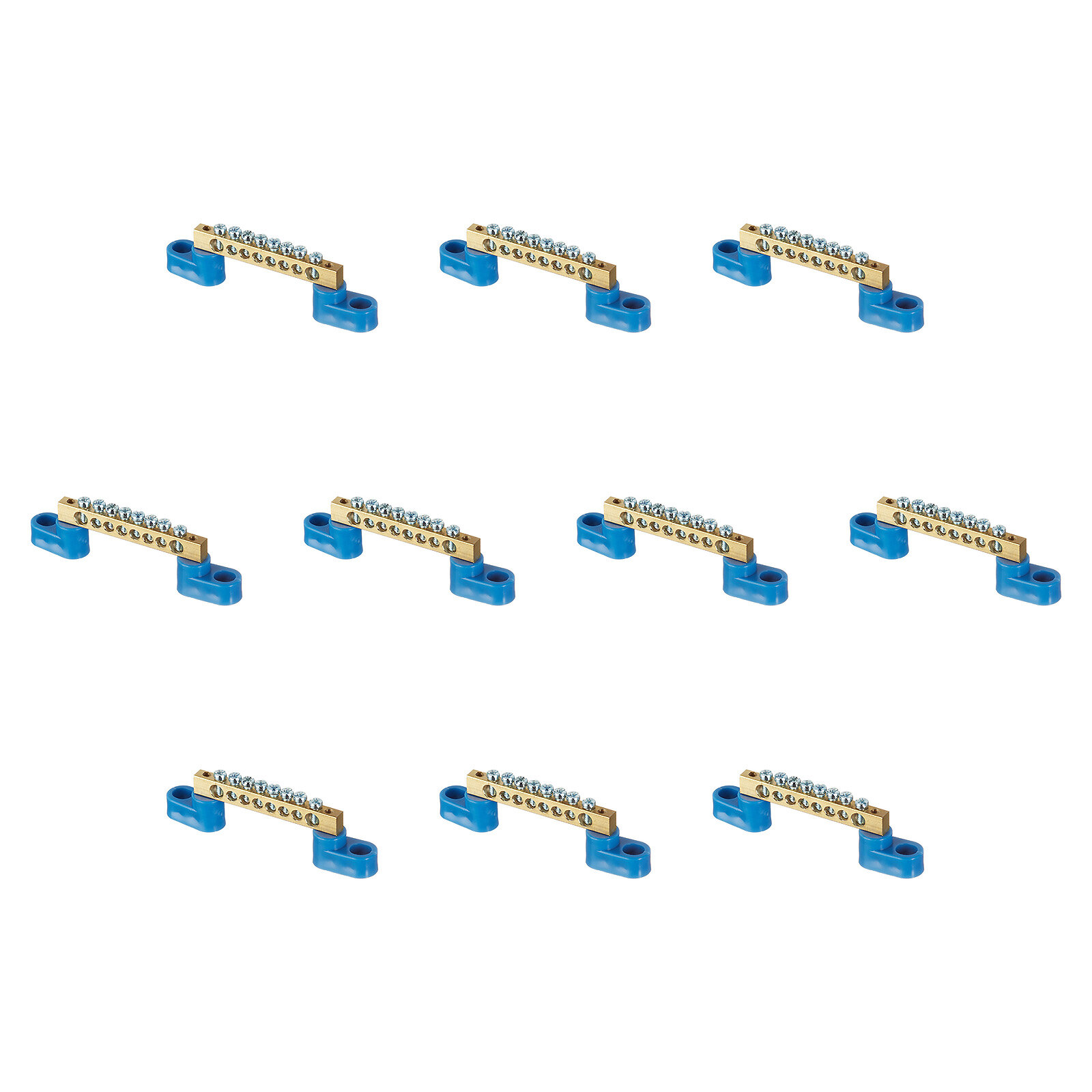 Шина нулевая на 2-х угловых изоляторах 6х9 мм 8 отверстий синяя (10 шт.)