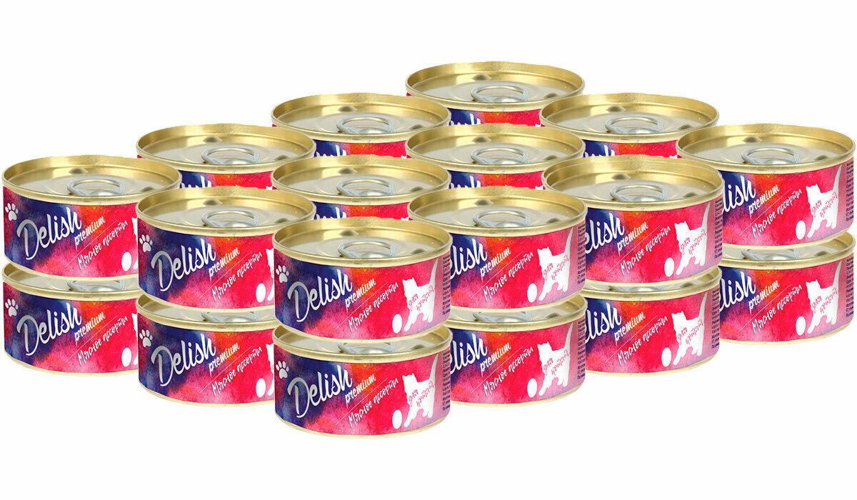 DELISH PREMIUM KITTEN для котят с мясным ассорти (100 гр х 24 шт)
