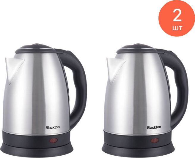 Чайник электрический Blackton / Блэктон КТ1811S с дисковым нагревательным элементом, нержавеющая сталь, фильтр, серебристый, 1850Вт, 1.8л / техника для кухни (комплект из 2 шт)